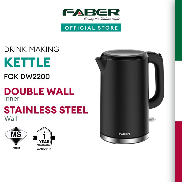 1.7 L Double Wall Stainless Steel Electric Jug Kettle FCK DW2200 | Faber