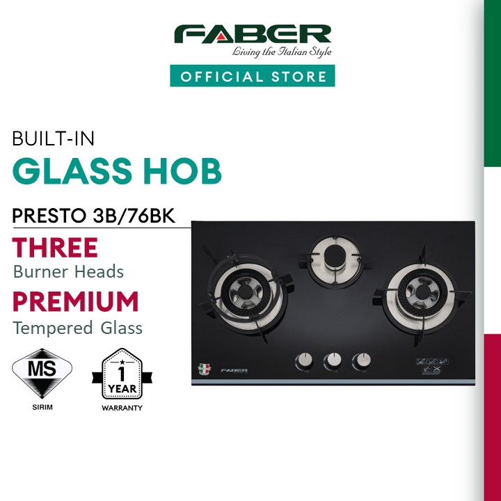 FABER BUILT-IN GLASS HOB PRESTO 3B/76BK | Faber